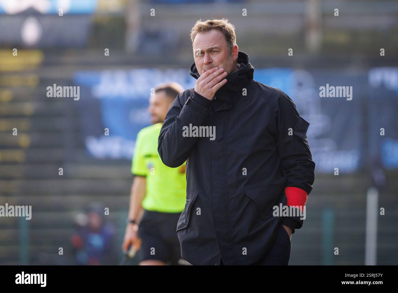Club's head coach Robin Veldman pictured during a soccer match between ...