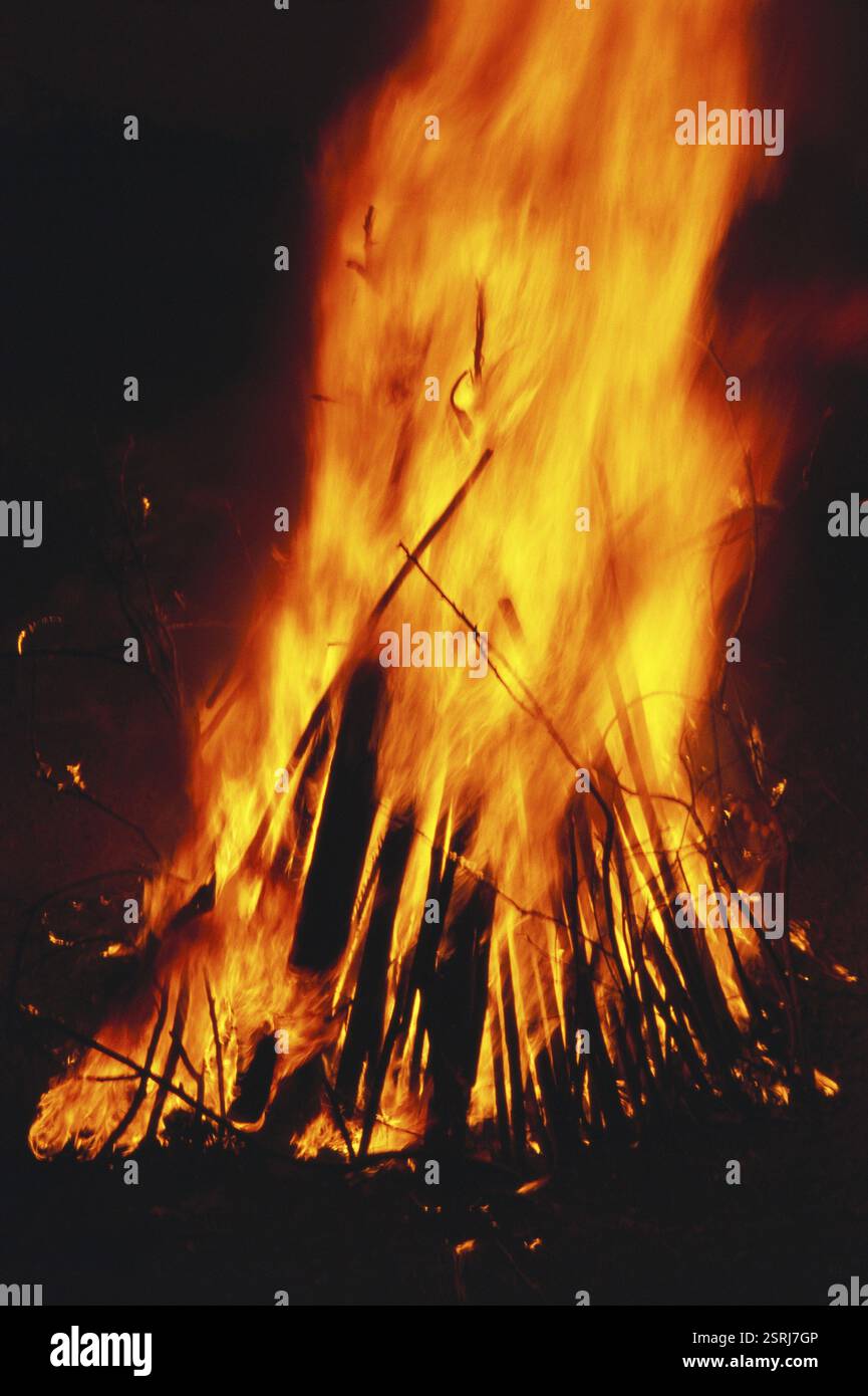 Huge bonfire, holi festival, Bombay Mumbai, Maharashtra, India, Asia ...