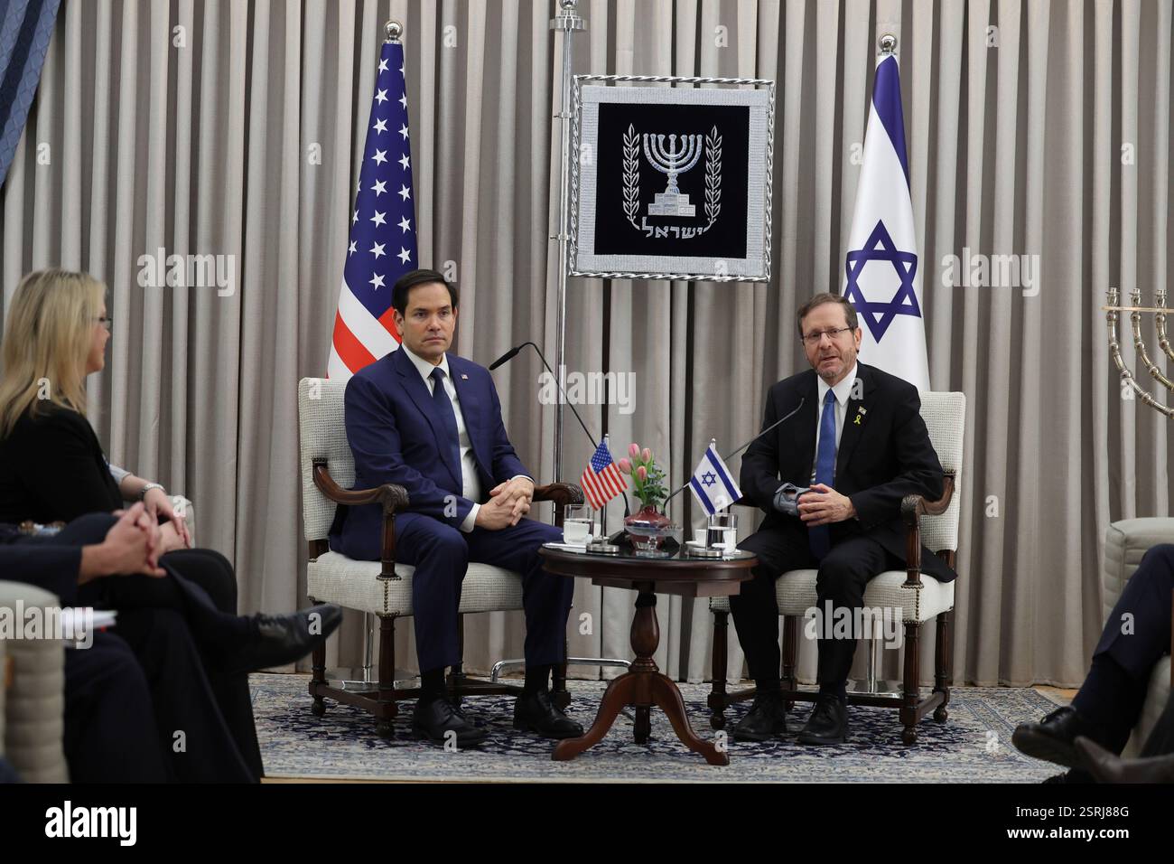 U.S. Secretary of State Marco Rubio, centre left, meets with Israeli ...
