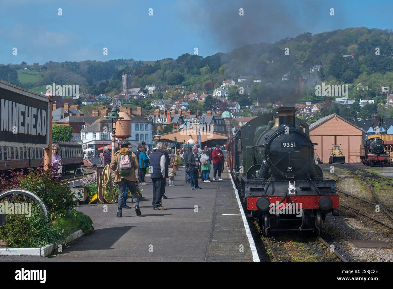 Steam train picture taken at Minehead station, Somerset, England, UK, during the Spring Gala on ...