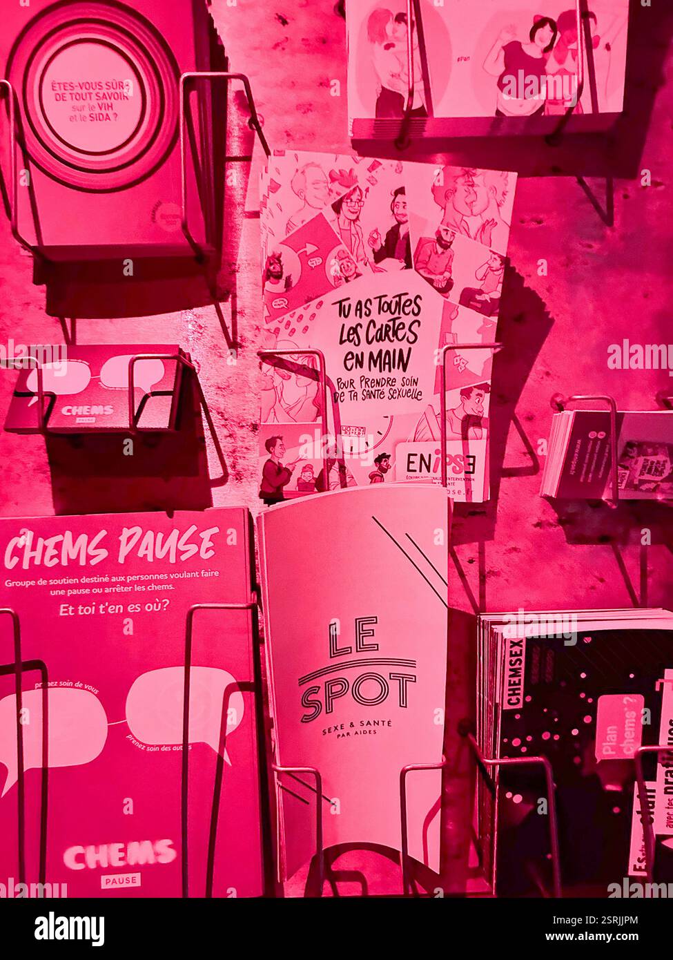 Paris, France, Detail, AIDS Organizations Brochures, FLyers, on display ...