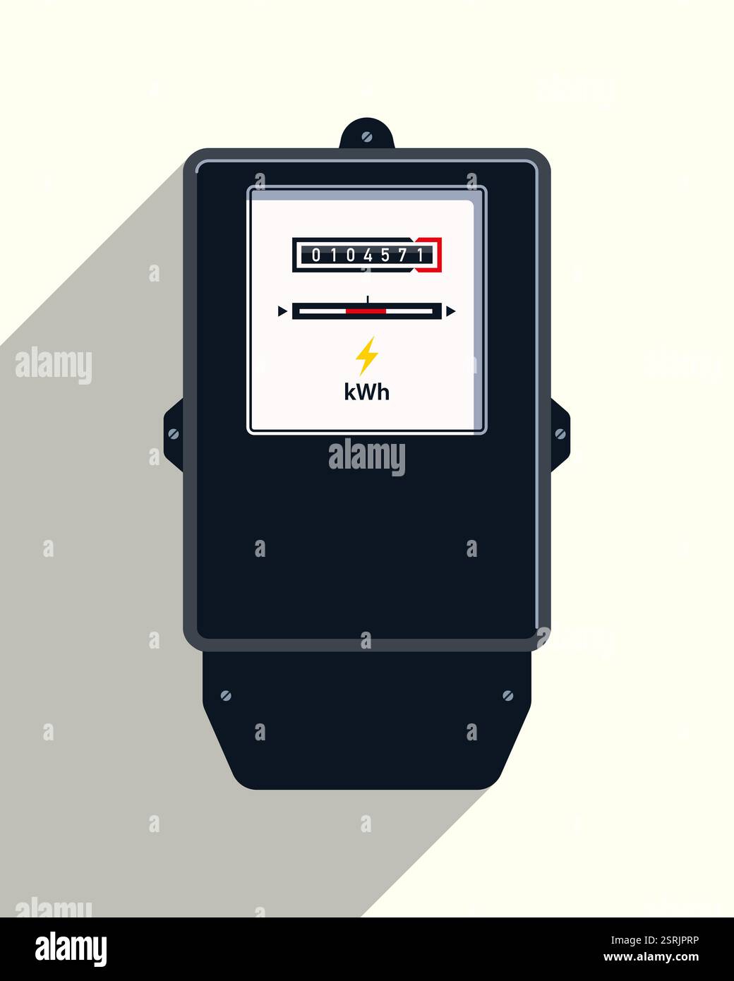 old fashioned electric meter with mechanical counter and disk in flat ...