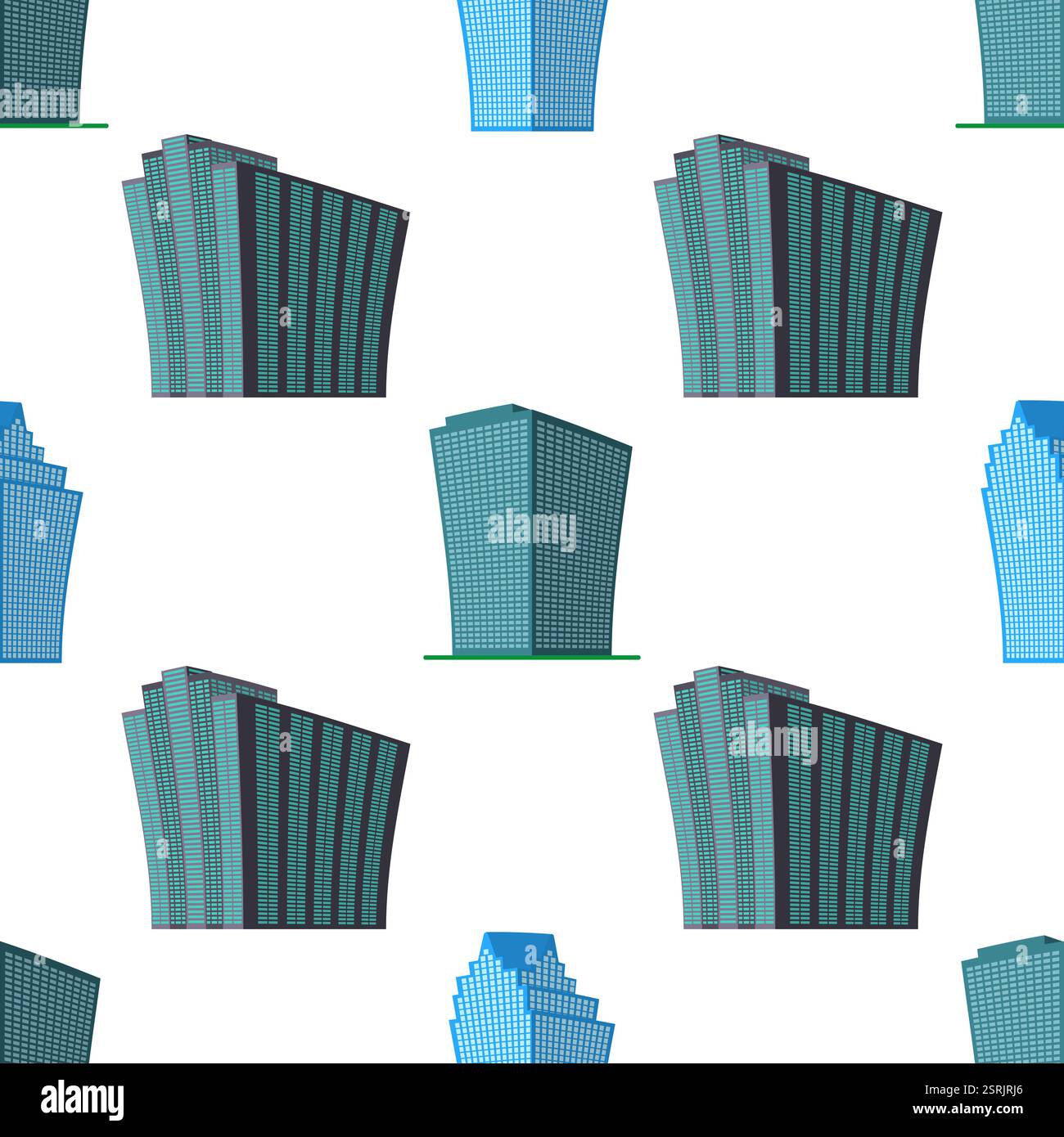 Seamless Pattern with modern isometric building on a white background ...