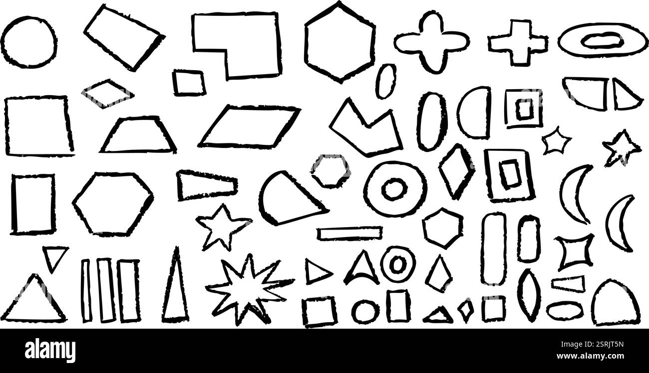 Set of basic geometric shapes. Circle, square, rectangle, triangle and ...