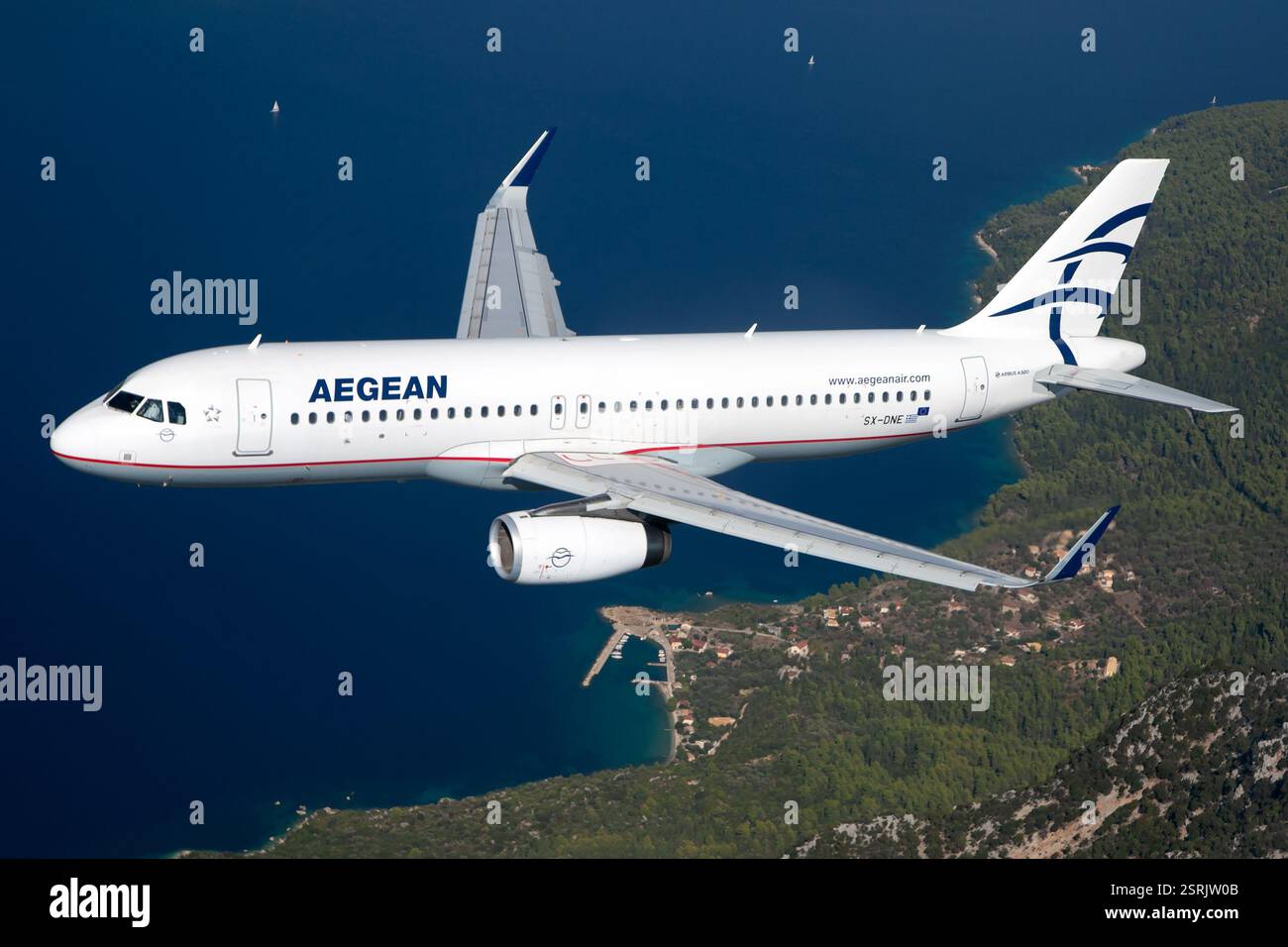 Aegean Airlines Airbus A320 in approach. Highly efficient commercial ...