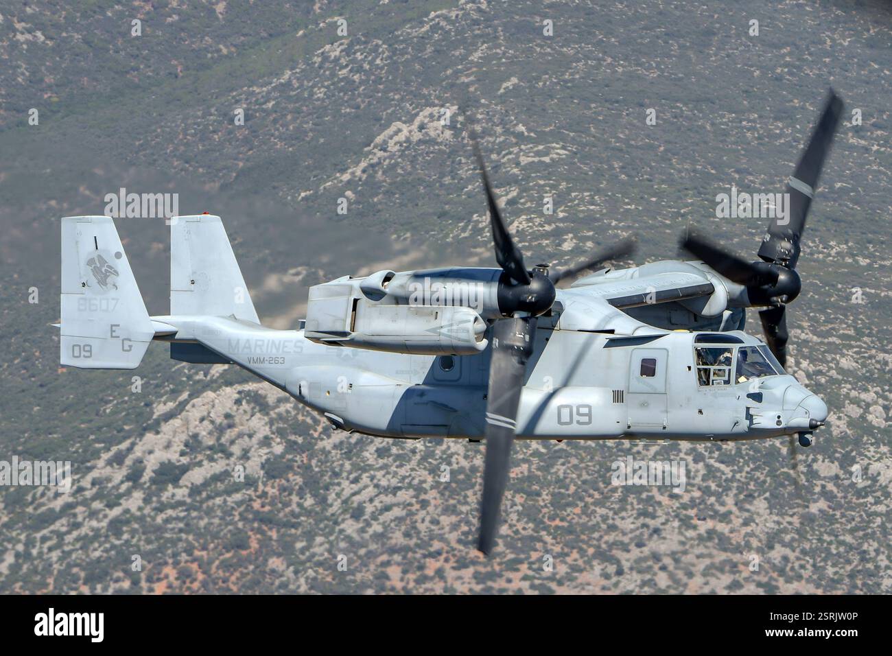 US Marines OV-22 Osprey conducting a military exercise. Versatile tilt ...