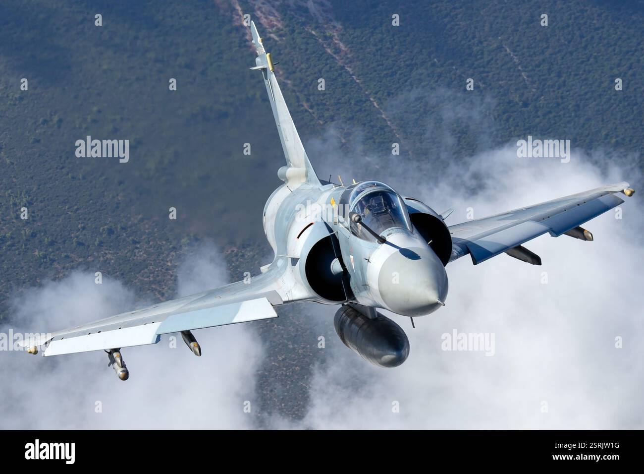 Hellenic Air Force Mirage 2000 in aerial combat exercise. Twin-engine ...