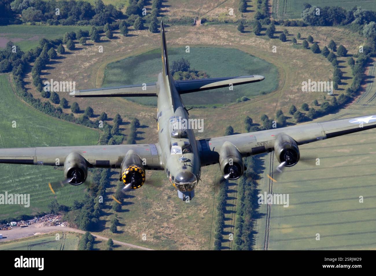B-17 Sally B, a WWII-era Boeing Flying Fortress, equipped with 4 Wright ...