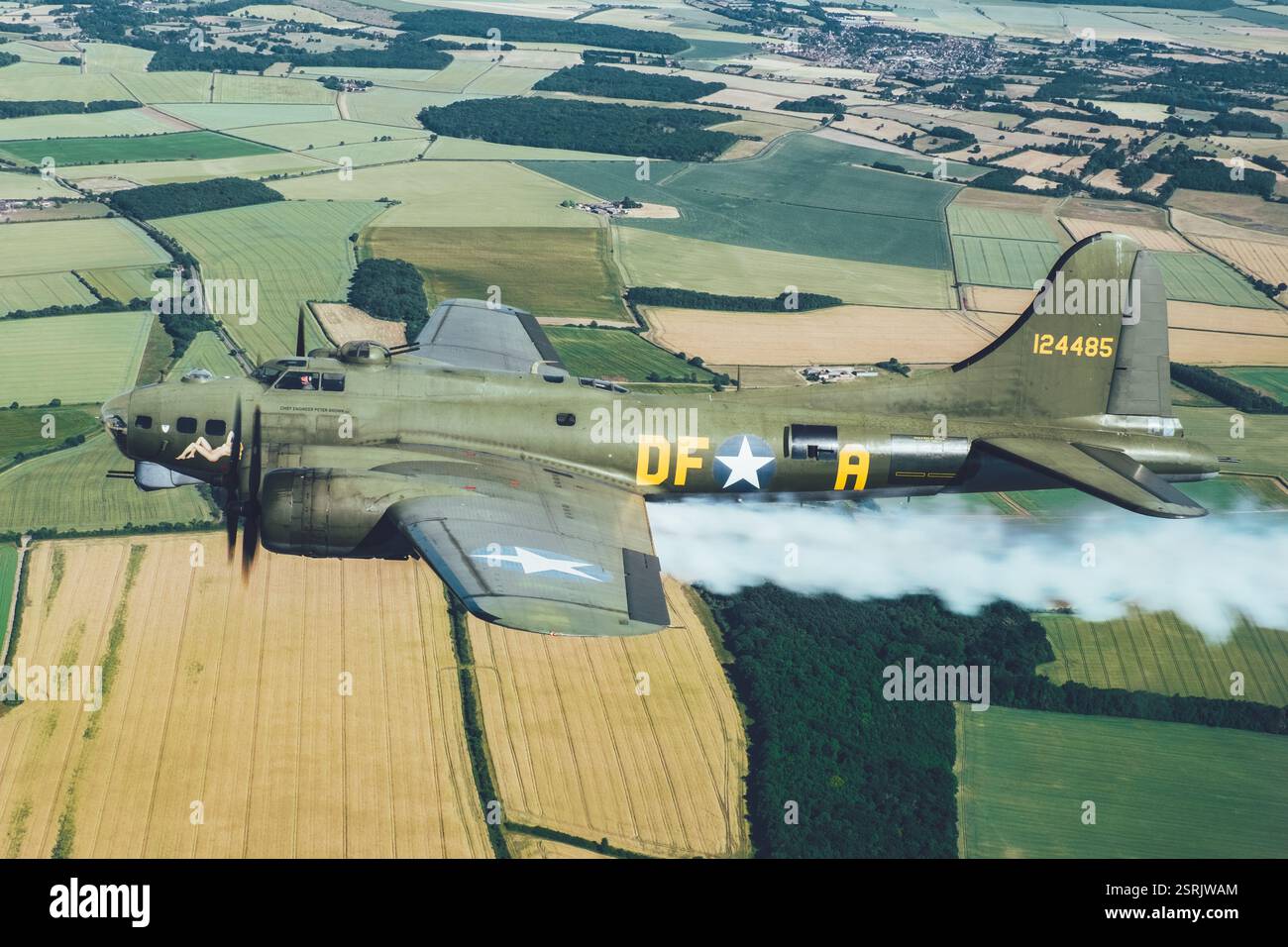 B-17 Sally B, a WWII-era Boeing Flying Fortress, equipped with 4 Wright ...