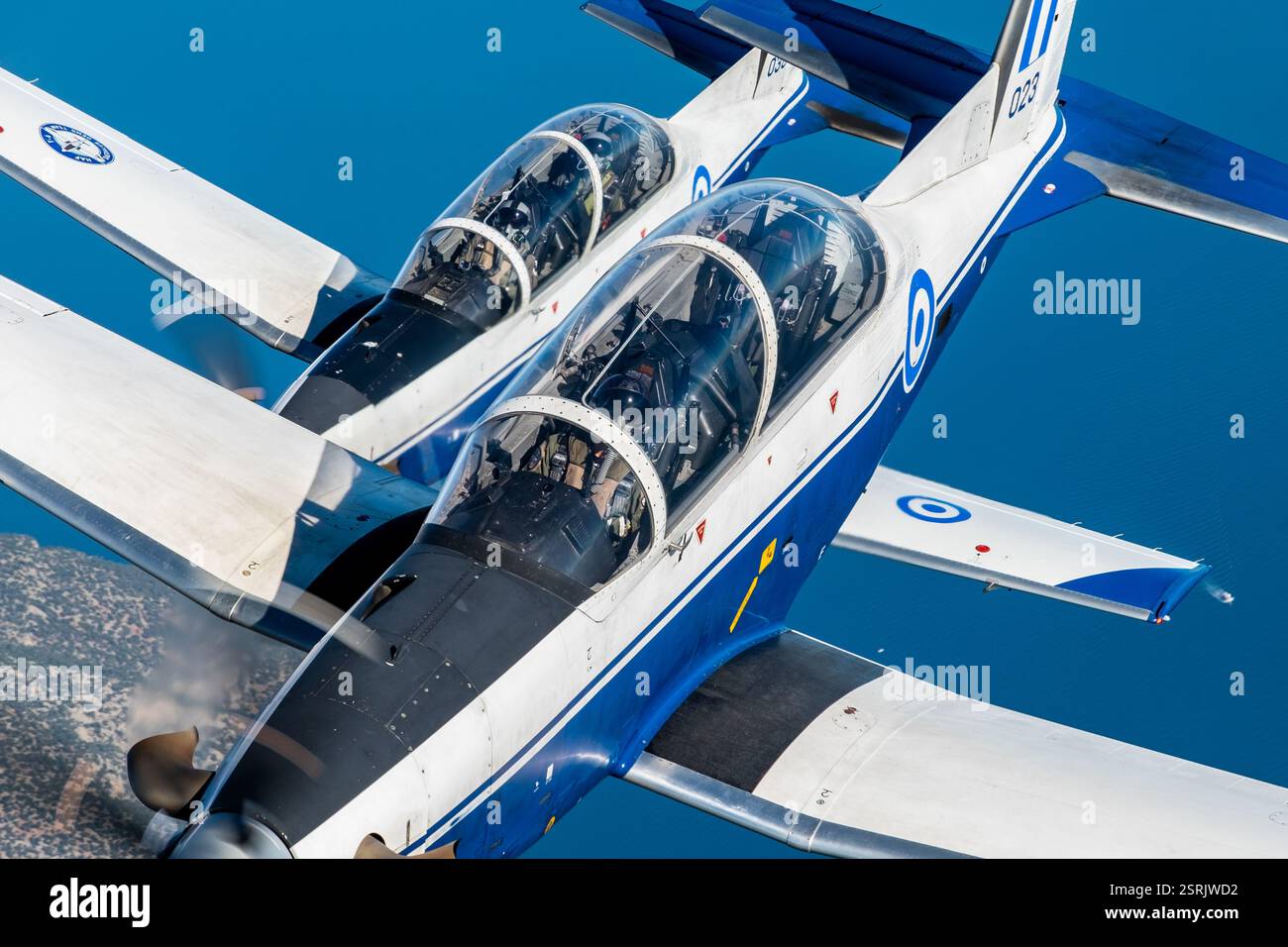 Hellenic Air Force T-6 Texan II performing aerobatic maneuvers ...
