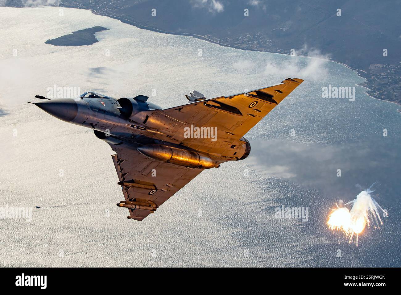 Mirage 2000, Hellenic Air Force, deploying countermeasures flares for ...