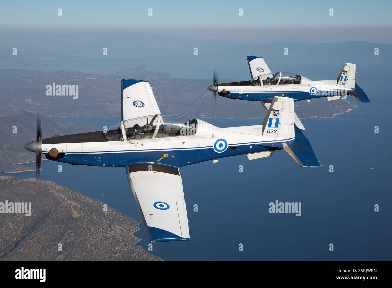 Hellenic Air Force T-6 Texan II performing a training flight. Turboprop ...