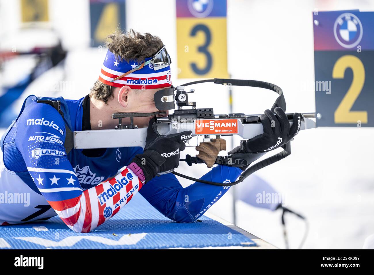 Maxime Germain of the United States shoots during the men's 12.5k ...