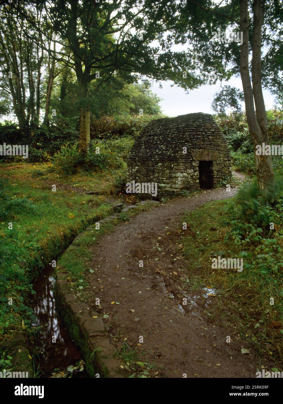 View N of Maen Du Well, Brecon, Powys, Wales, UK, showing the well ...