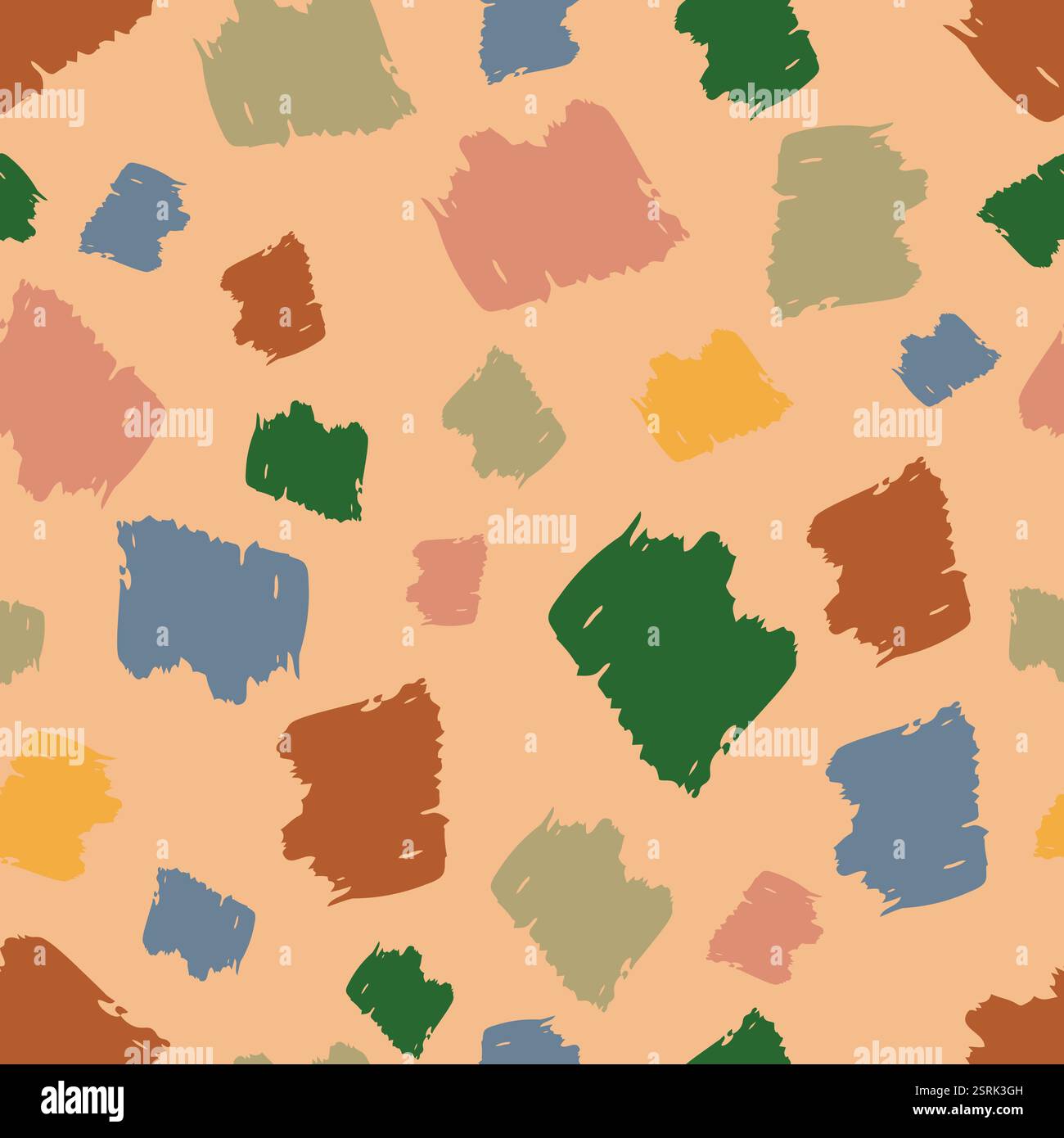 Seamless pattern with multicolor hand drawn scribble smear on brown ...