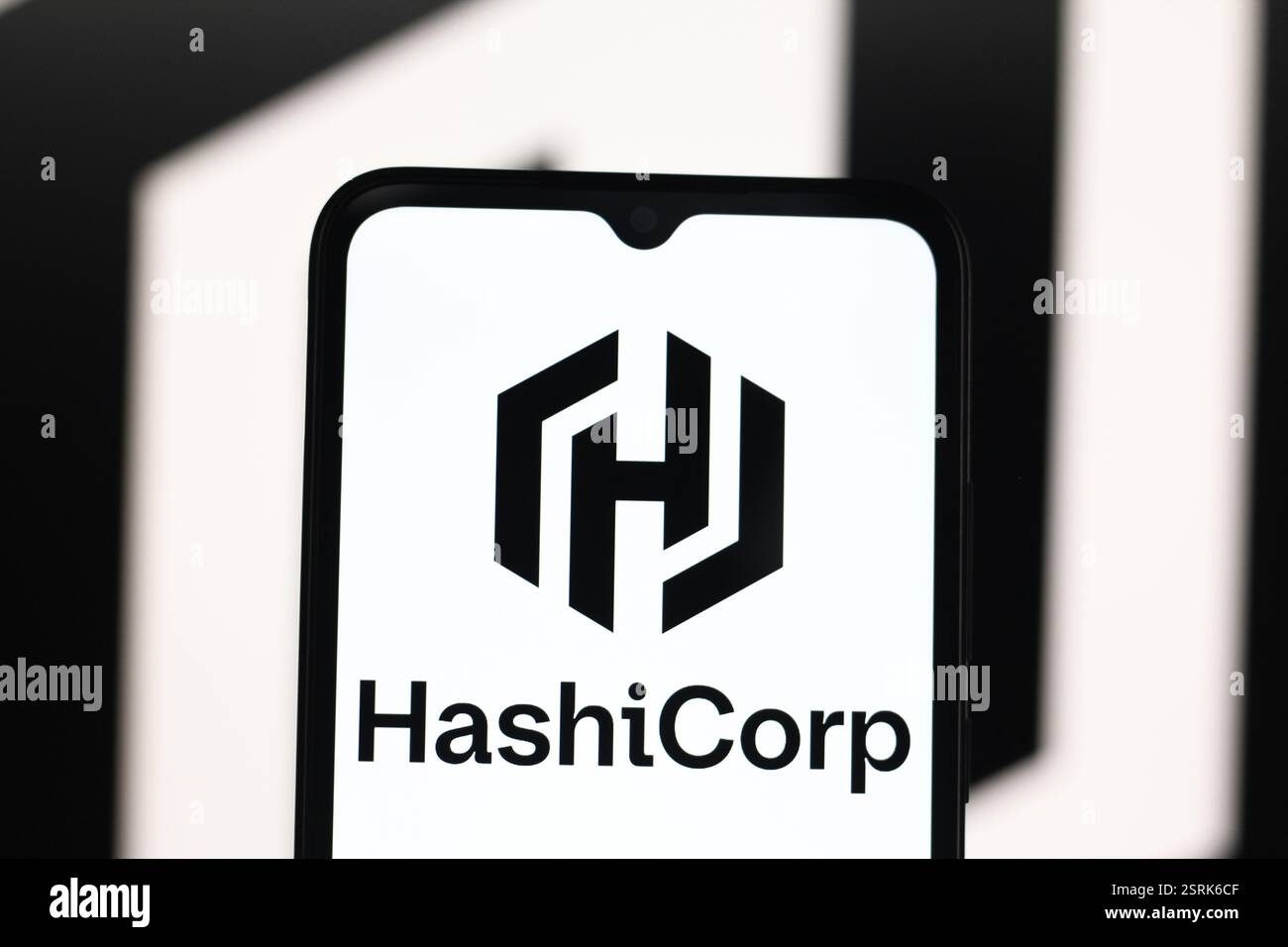 In this photo illustration, the HashiCorp, Inc. logo is seen displayed on a smartphone screen ...