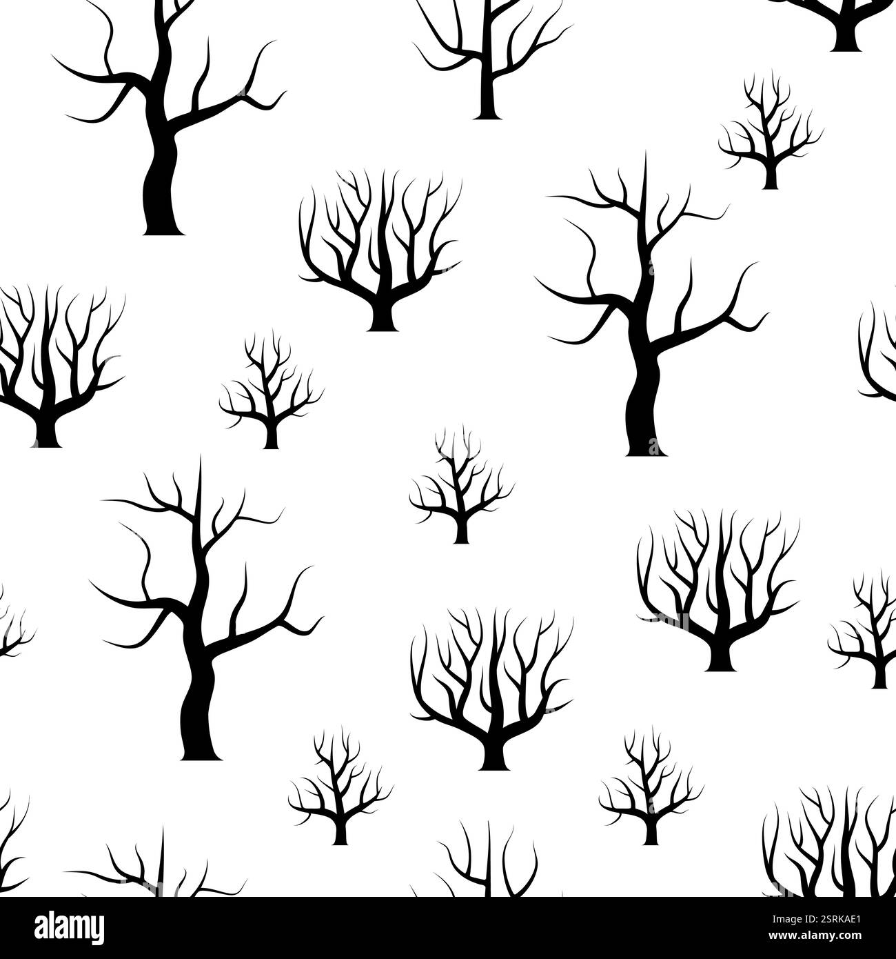 Seamless black and white curved trees without leaves backgrounds ...
