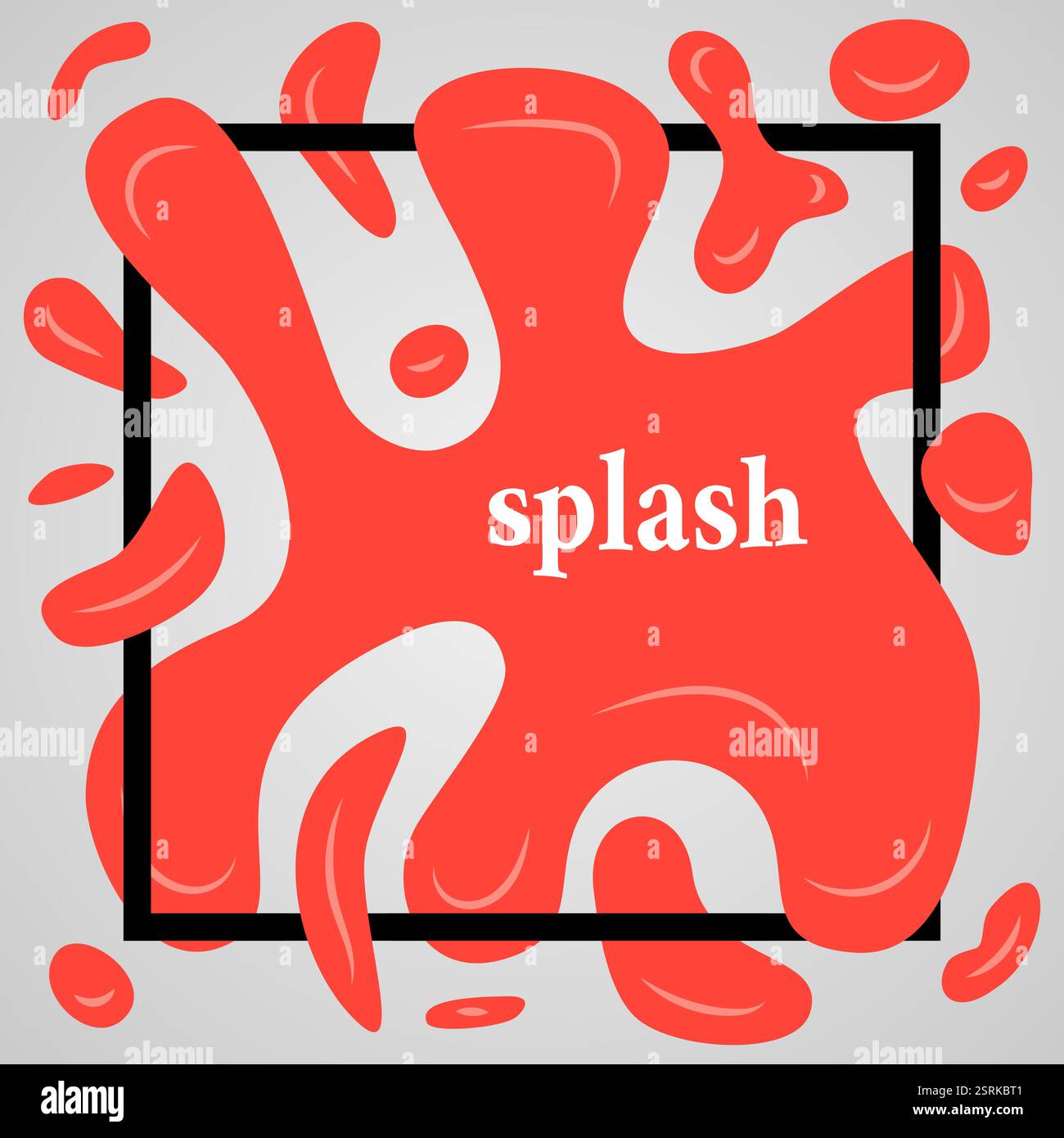 Big red splash with lots of small splashes in black frame and ...