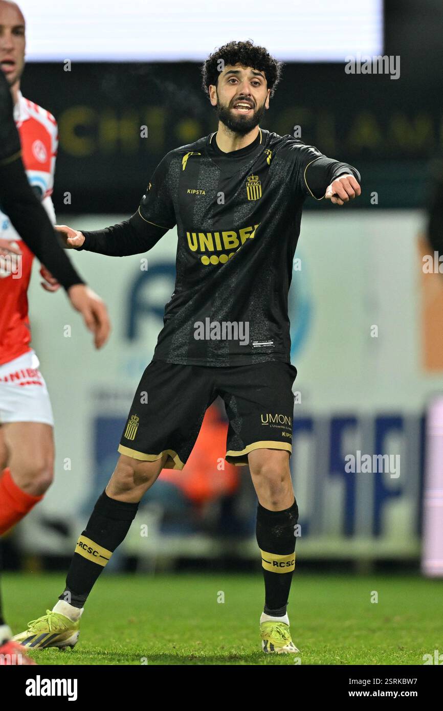 Kortrijk, Belgium. 26th Dec, 2024. Aiham Ousou (4) of Charleroi ...