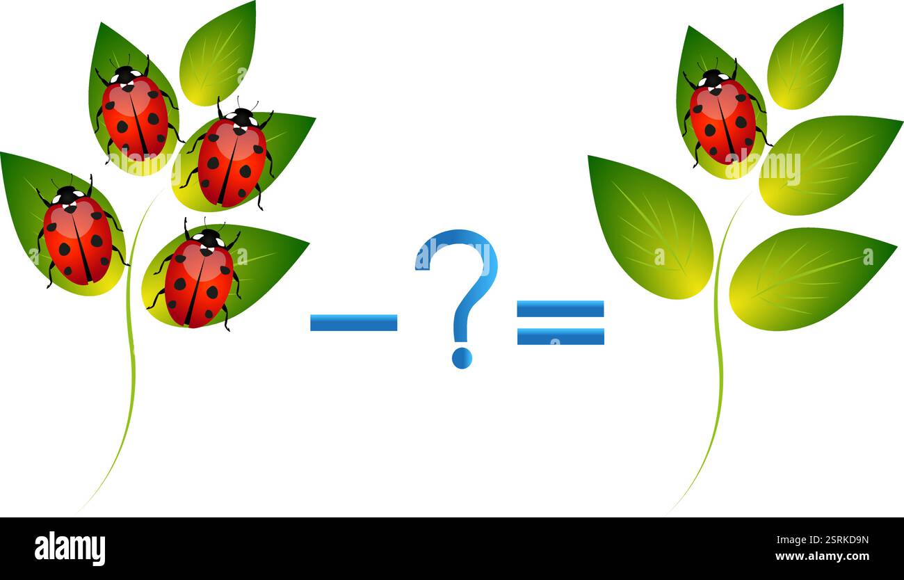 Educational game for children, illustration of mathematical subtraction ...