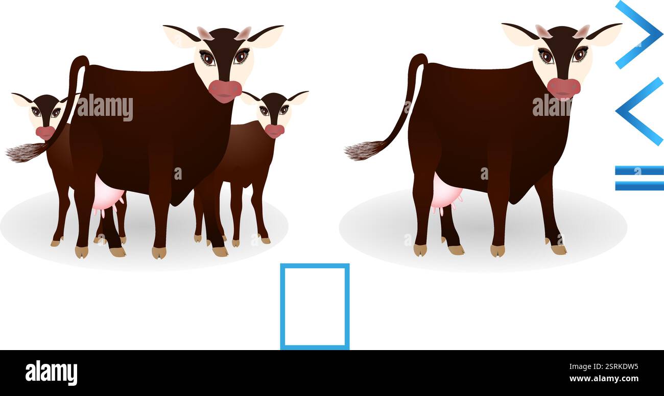 Educational game for children, comparison of the number of cows Stock ...
