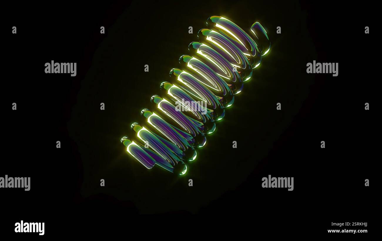 Glass spiral tube rotate on black bg 3d render Stock Photo - Alamy