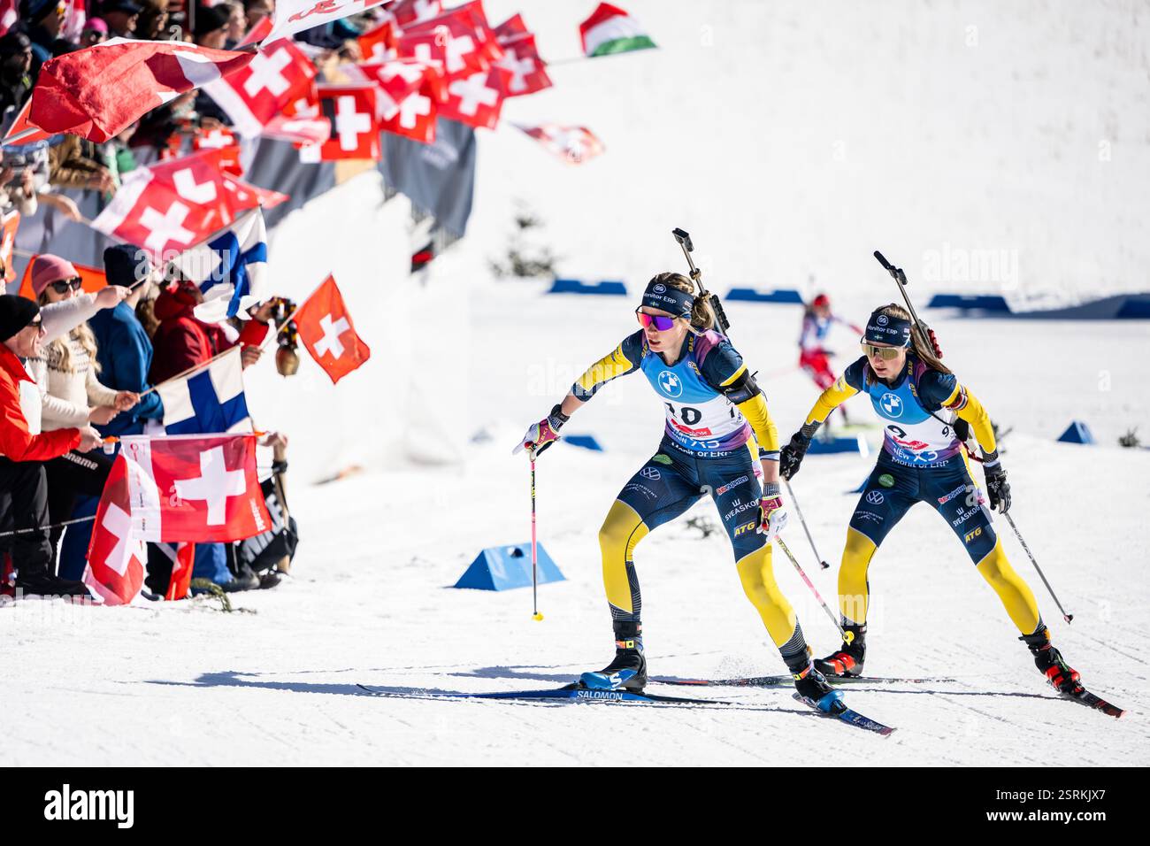 Elvira Öberg of, Sweden. , . and Ella Halvarsson of Sweden compete in ...