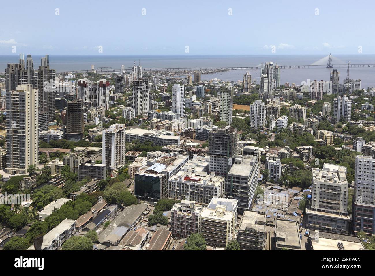 Aerial view of dadar with bandra worli rajiv gandhi sea link, Bombay ...