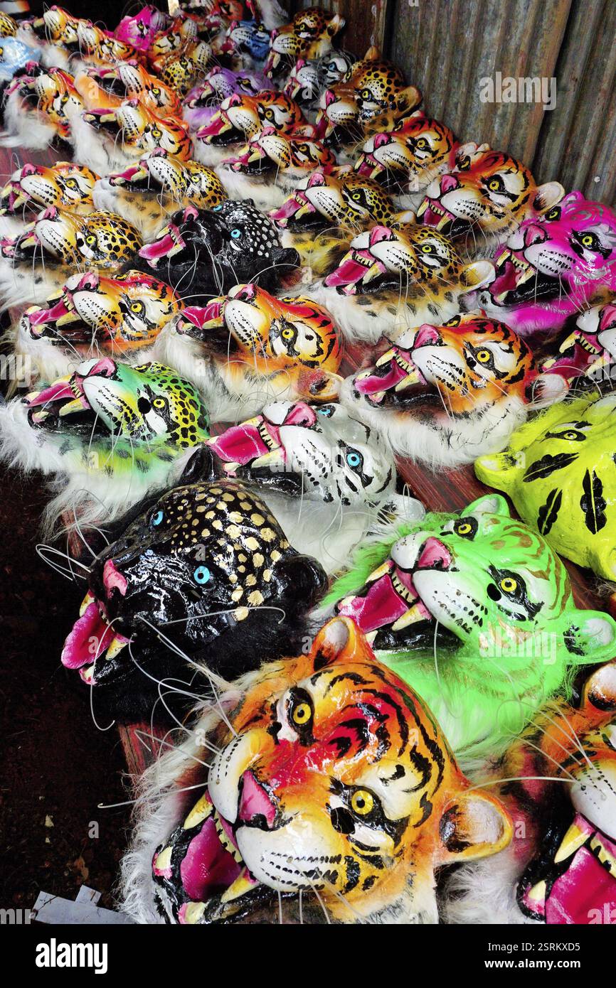 Tiger mask for Pulikali Tiger Dance, Onam festival, Thrissur, Kerala ...