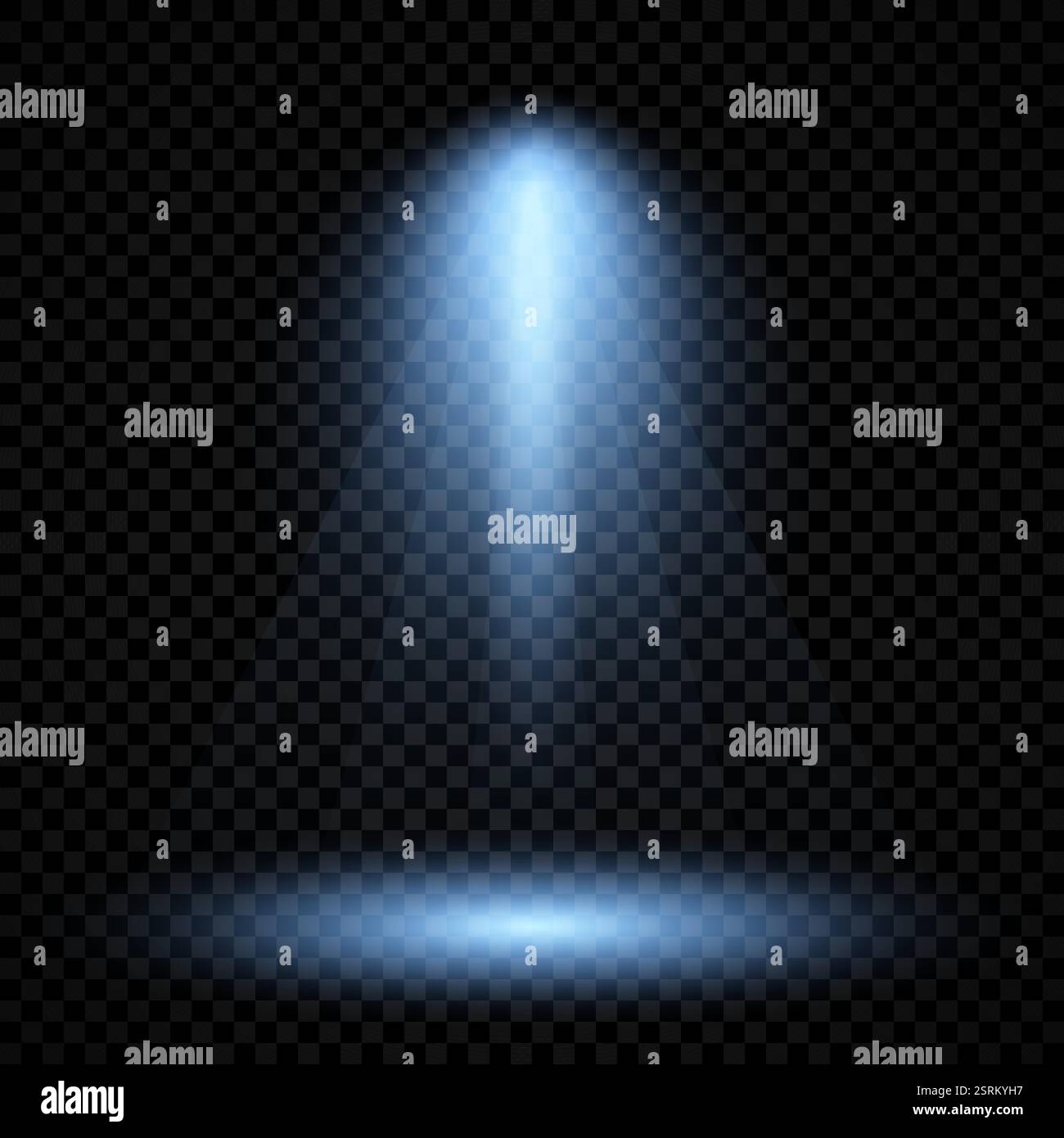 Cold blue lighting with spotlight. Scene illumination effects on a dark ...