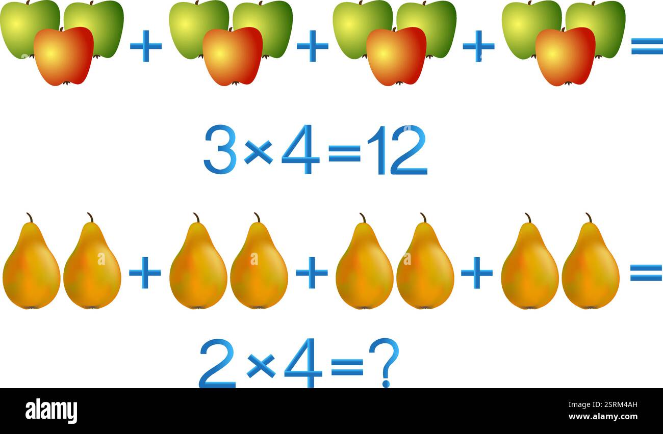 Educational games for children, multiplication action, example with ...