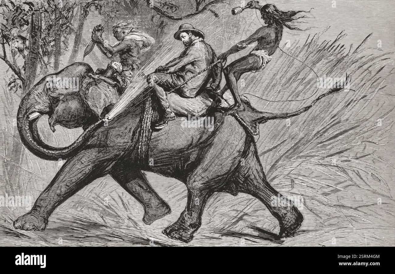 Albert Edward Prince of Wales riding an elephant Stock Photo - Alamy