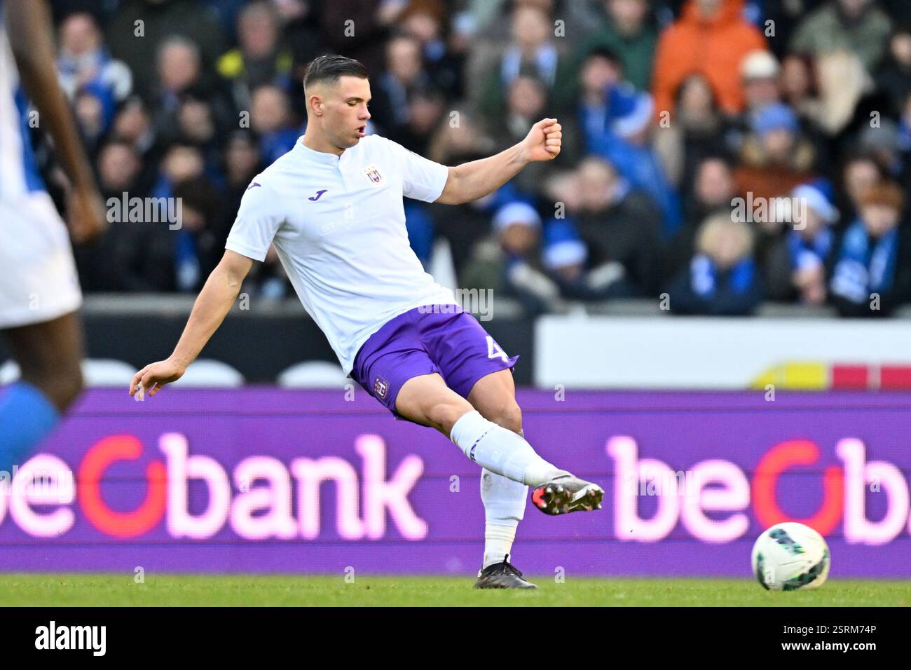 Genk, Belgium. 22nd Dec, 2024. Jan-Carlo Simic (4) of Anderlecht pictured during the Jupiler Pro ...