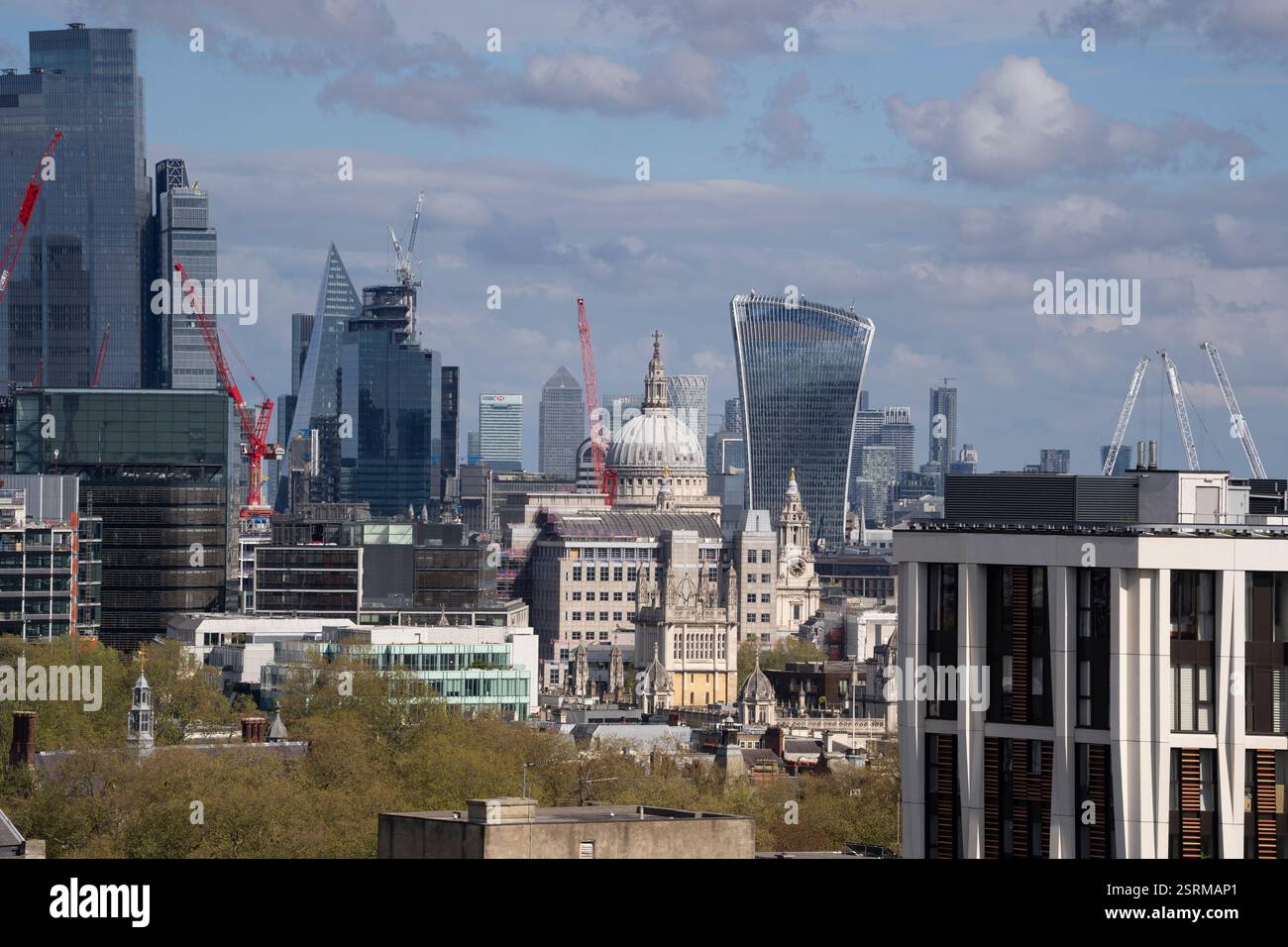 London skyline, City of London. Modern skyscrapers, St. Paul's ...