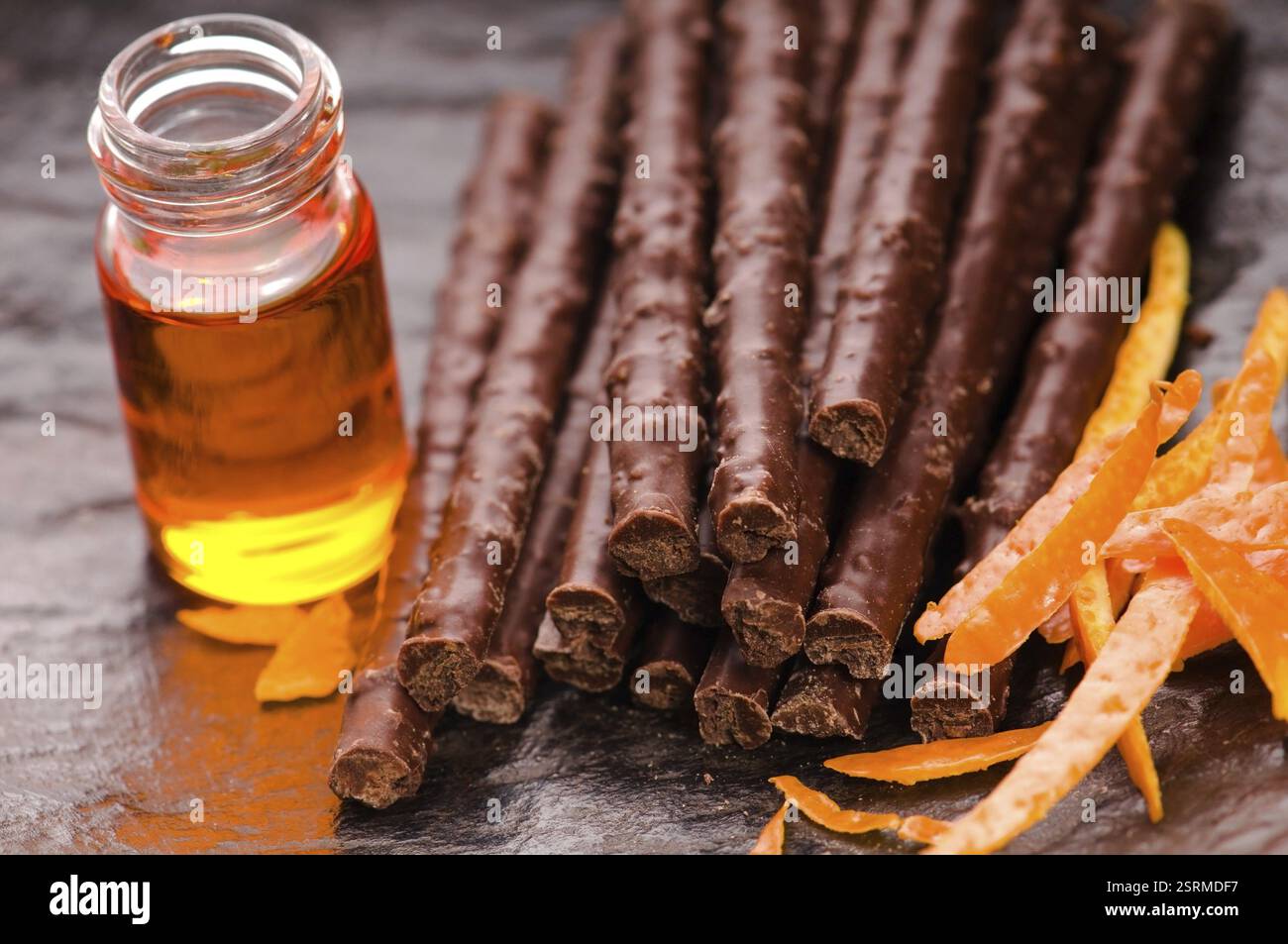 Chocolate sticks with orange Stock Photo - Alamy