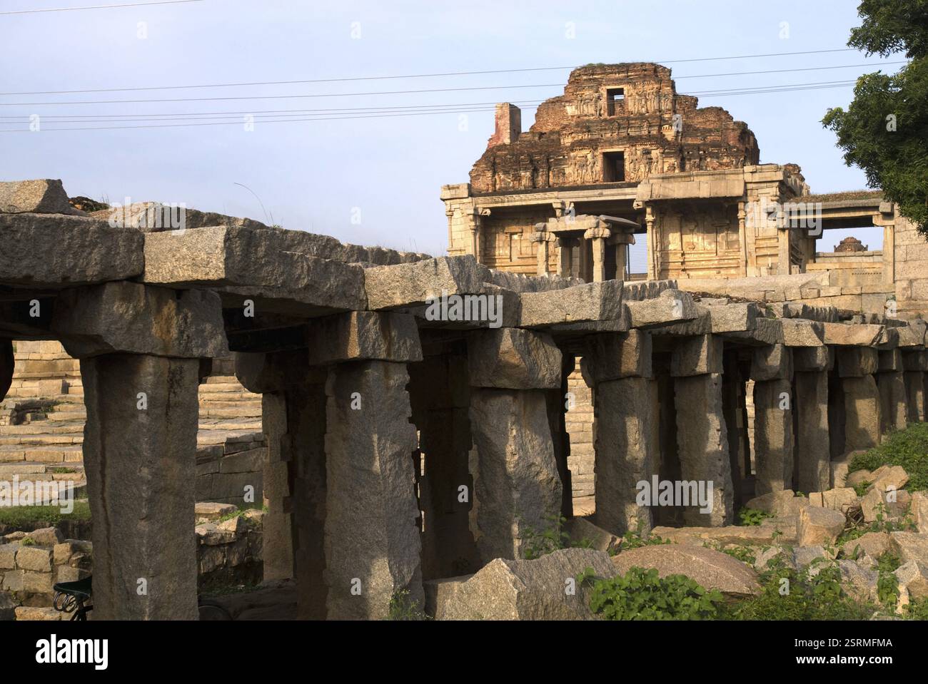 Krishna temple entrance gopuram 1515 AD and bazaar in Hampi, Karnataka ...