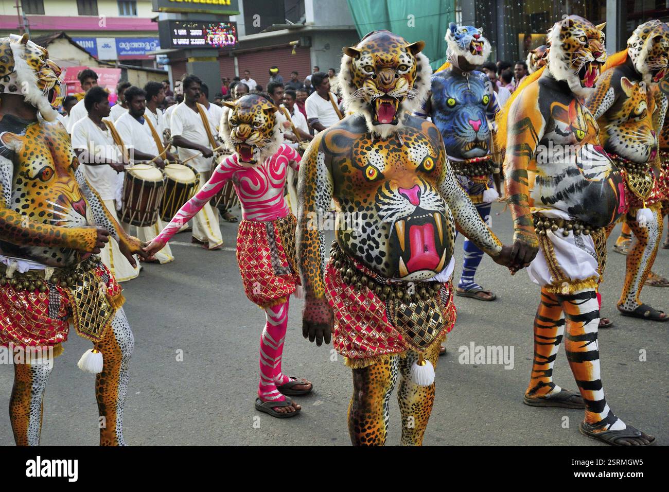 Pulikali Tiger Dance procession, Onam festival, Thrissur, Kerala, India ...