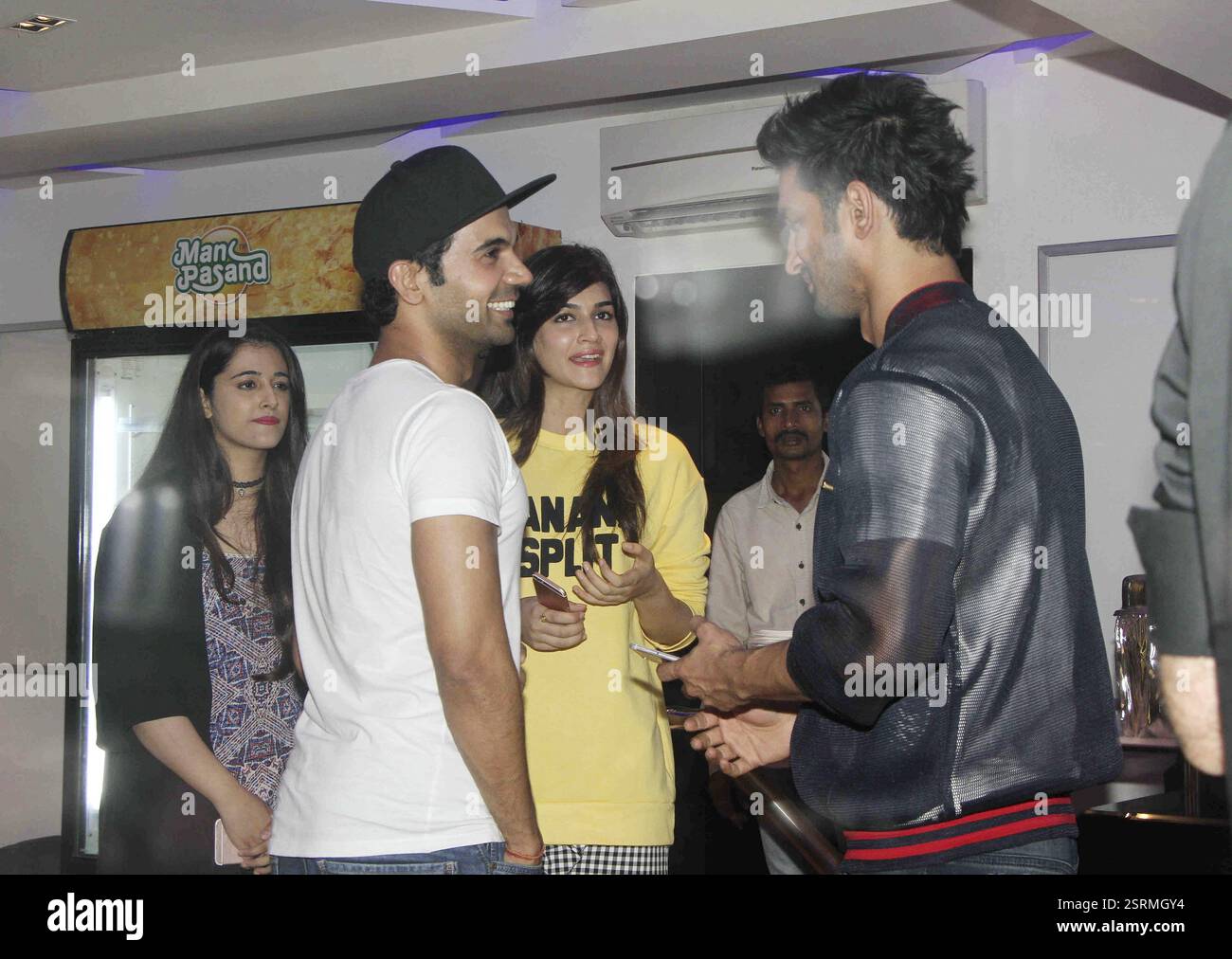 Bollywood actors Rajkummar Rao, Kriti Sanon and Sushant Singh Rajput ...