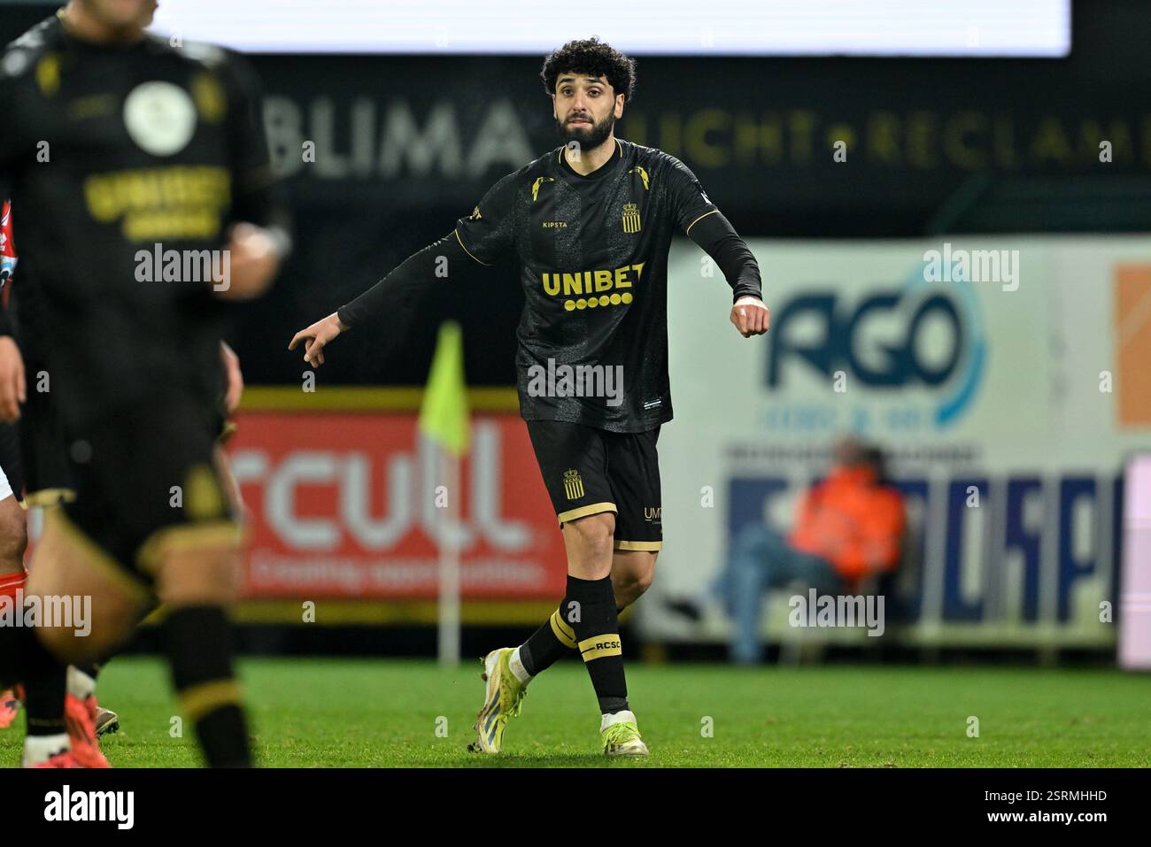 Kortrijk, Belgium. 26th Dec, 2024. Aiham Ousou (4) of Charleroi ...