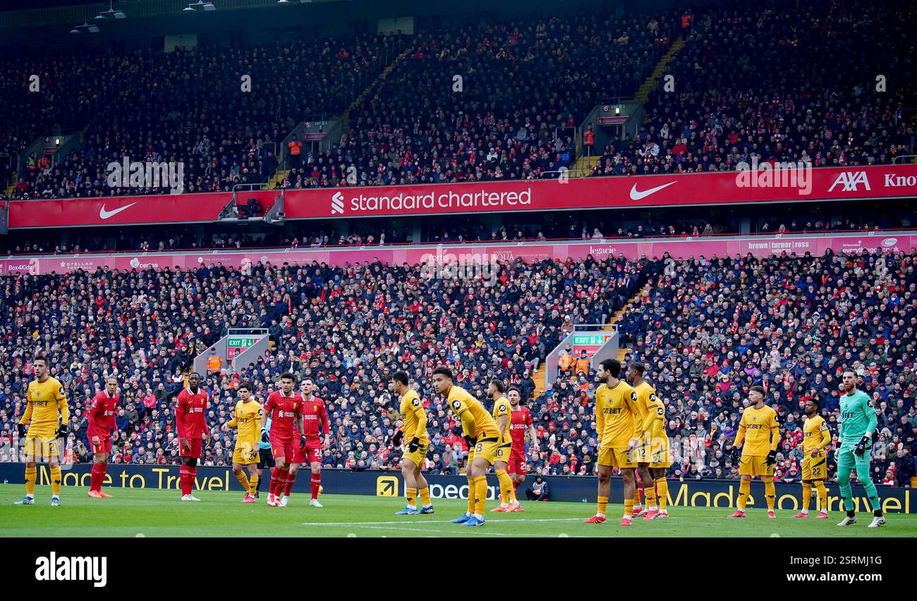 General view of both teams during the Premier League match at Anfield ...