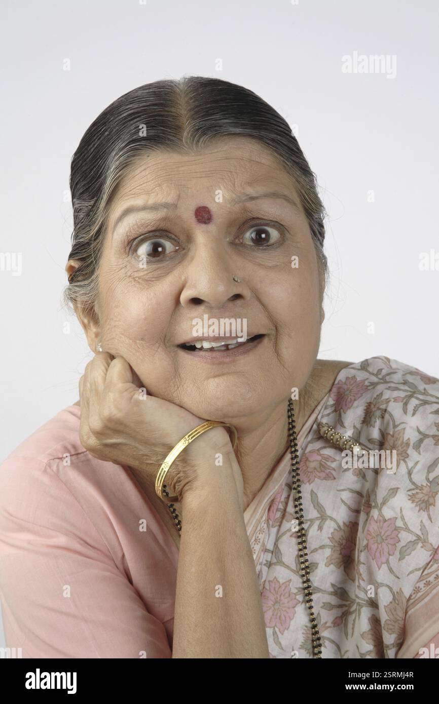 Old lady in surprised worried expressions MR # 703A Stock Photo - Alamy