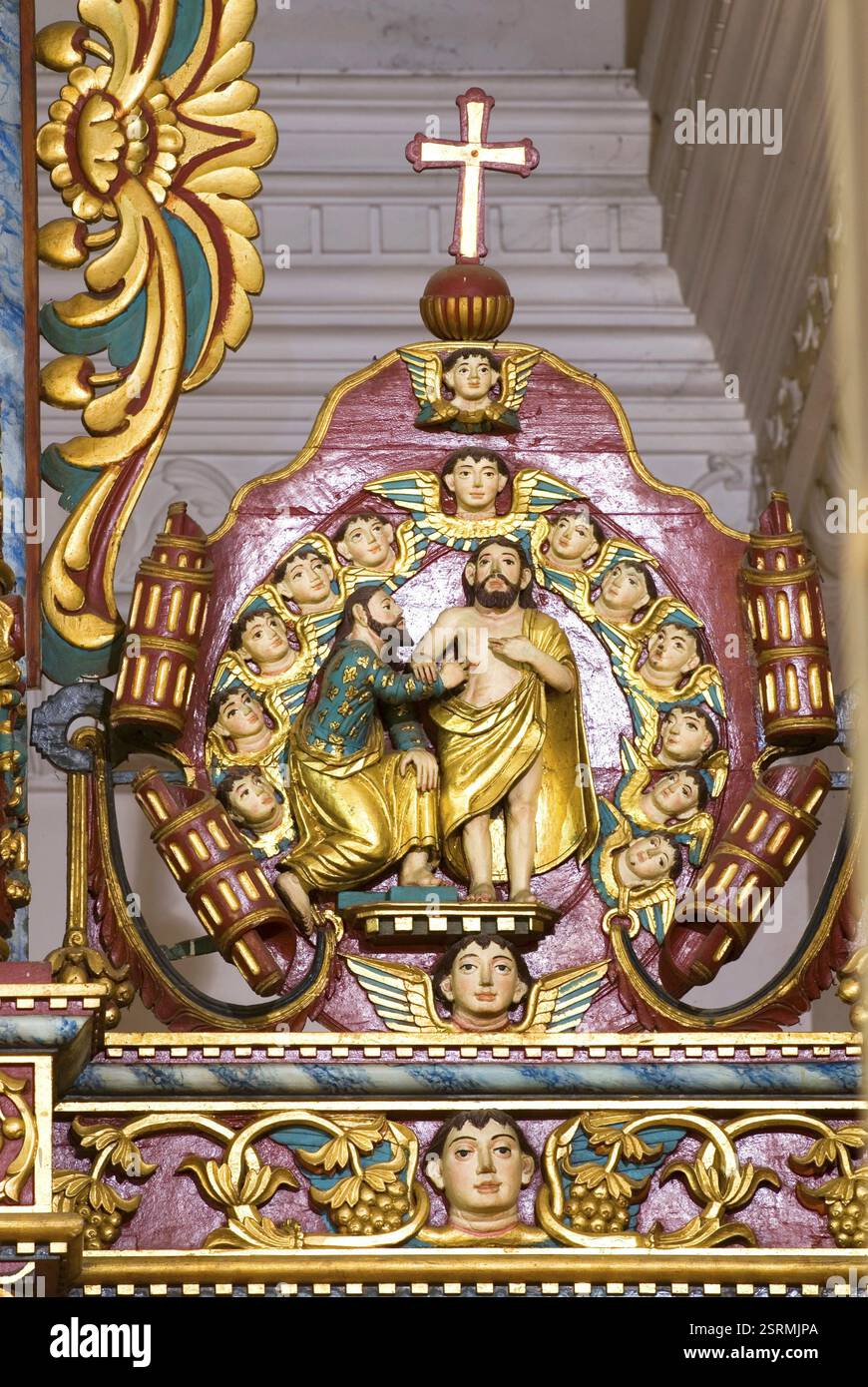 Altar, wooden carvings and murals on saint mary jacobite syrian or ...