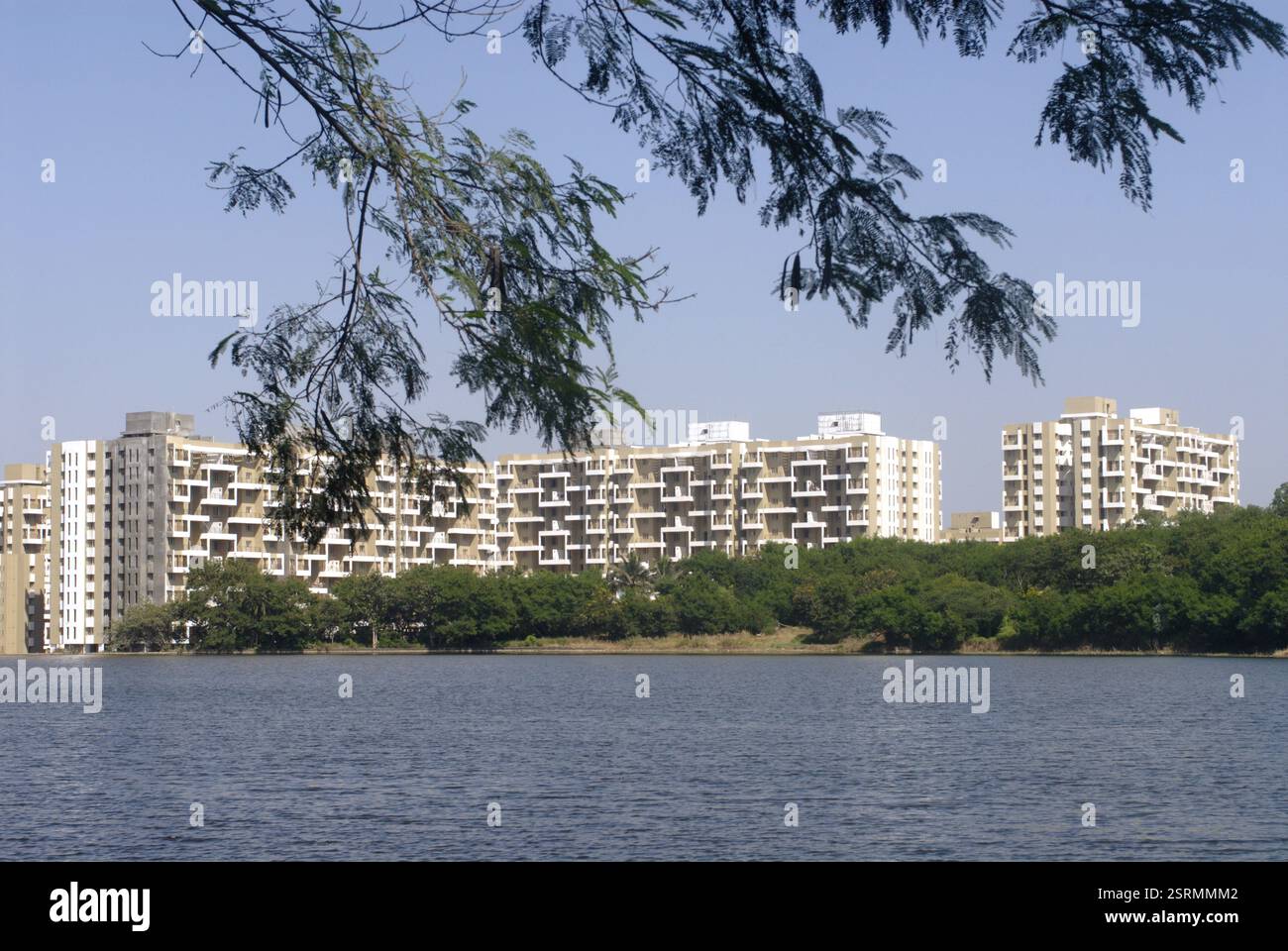 Newly constructed huge housing complex multi-storeyed buildings behind ...