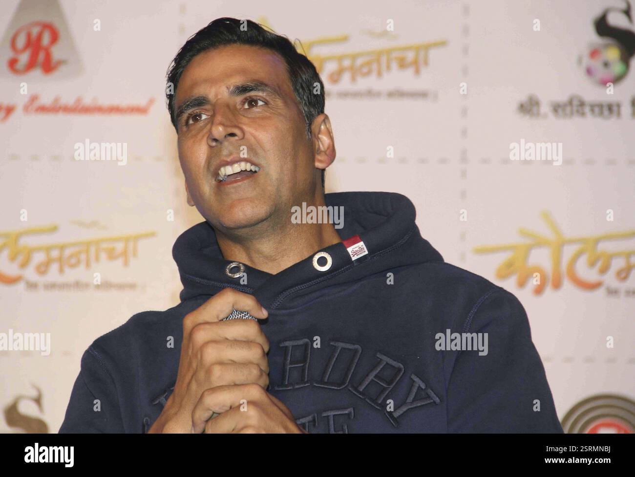 Bollywood actor Akshay Kumar during the music launch of Marathi film ...