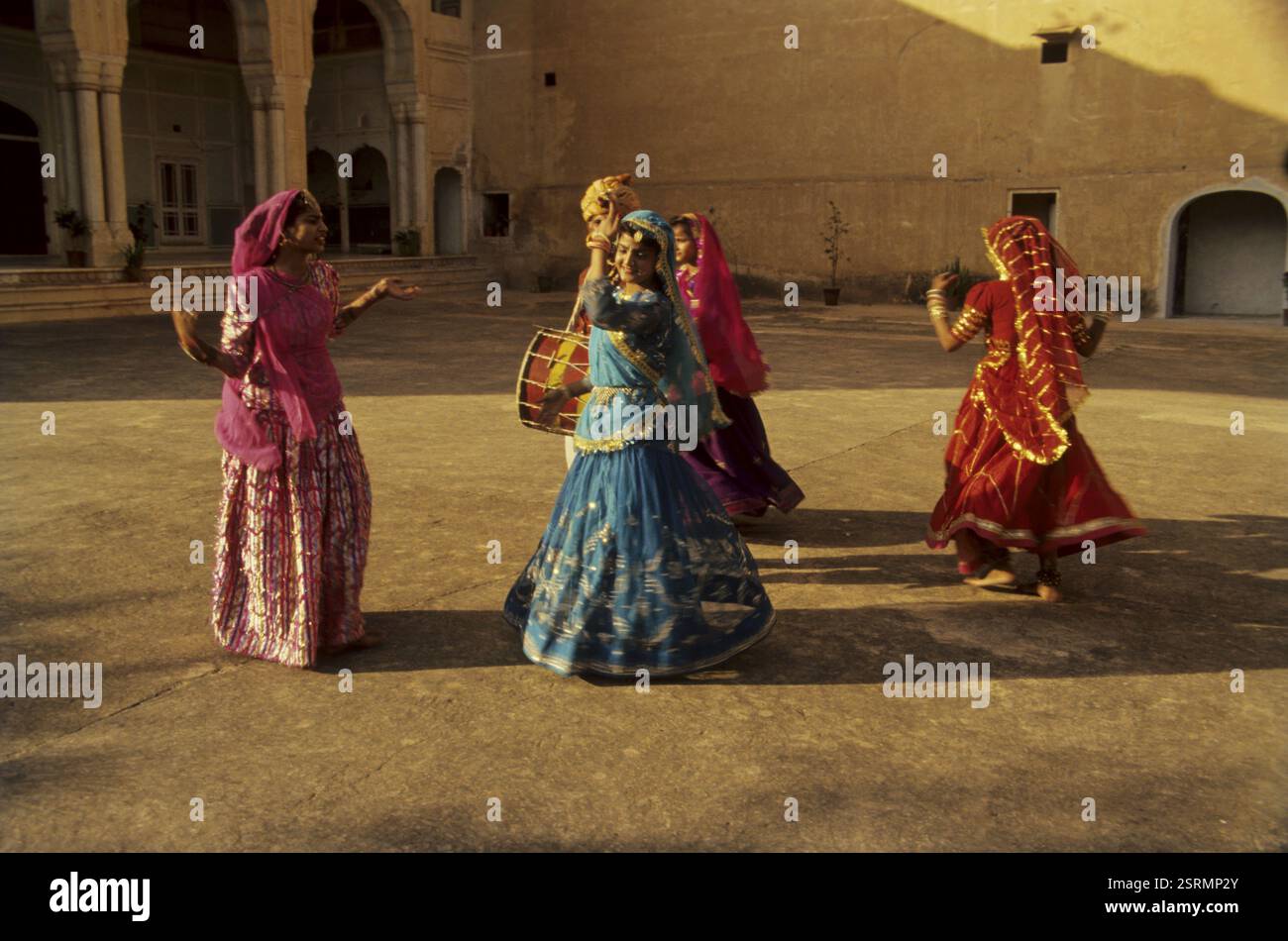 Woman performing cultural ghoomer dance, jaisalmer, rajasthan, india ...