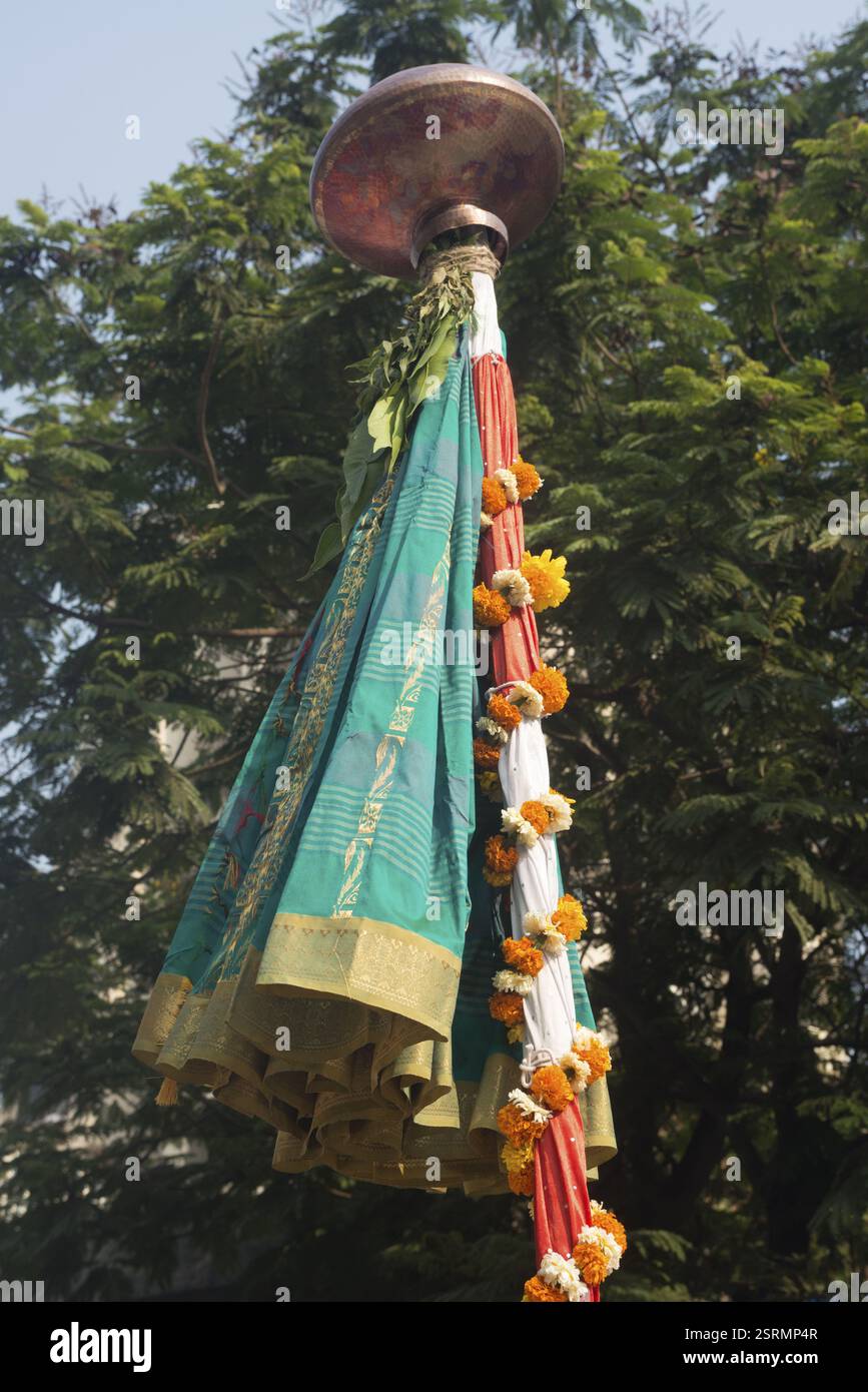 Gudi raised for celebrating Gudi Padva Festival, Thane Maharashtra ...