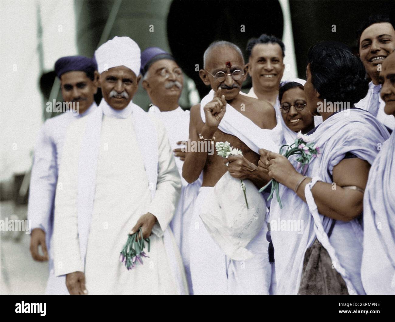Mahatma Gandhi before departure to England at mole, Mumbai, Maharashtra ...