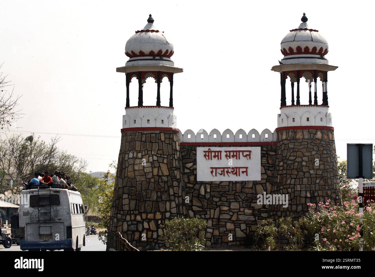 Signboard showing end of Rajasthan state border, Rajasthan, India, Asia ...