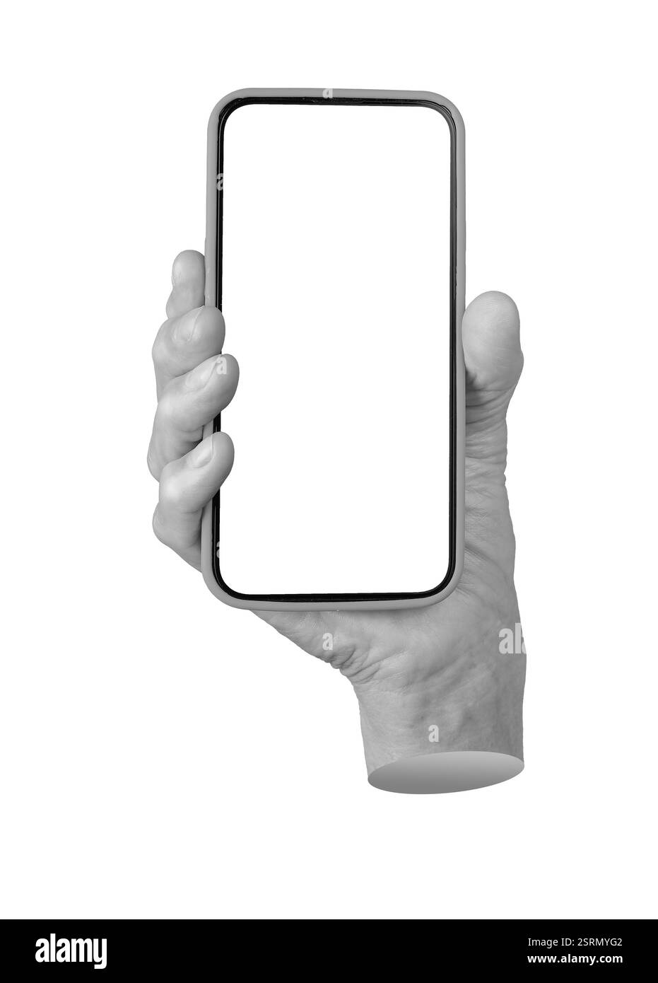 Female hand holding smartphone white Black and White Stock Photos ...