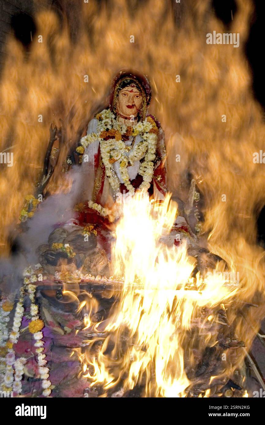 Holika and prahlad in holika dahan, Jodhpur, Rajasthan, India, Asia ...